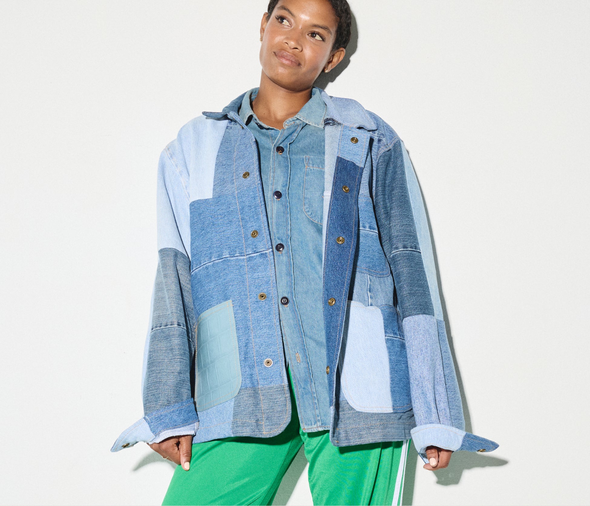 PATCHWORK DENIM CHORE COAT – FREDA SALVADOR